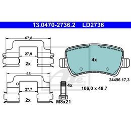ATE Bremsensatz-Vorn und Hinten sg00000dsl Hinterachse bel&uuml;ftet 328mm 30mm f&uuml;r Volvo