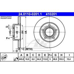 ATE Bremsensatz-Vorn und hinten SG00000DJ9 Bremsensatz, Scheibenbremse vorne rechts links bel&uuml;ftet 245mm f&uuml;r SKODA SEAT PEUGEOT CITRO&Euml;N VAG E172197 2Q