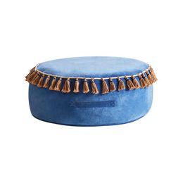 Beliani Pouf GOTHA in Blau/Braun - (W) 60 x (H) 25 x (L) 60 cm | Gr.: onesize