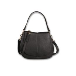 Leder Umh&auml;ngetasche Toscanto Tasche schwarz ca. 27cm | Gr.: onesize