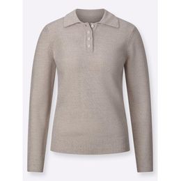 WITT WEIDEN Polopullover in taupe-ecru-meliert | Gr.: 44