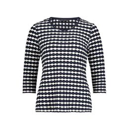 Betty Barclay Basic Shirt mit Rundhalsausschnitt in Dunkelblau/Wei&szlig; | Gr.: 42