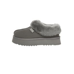 EVERAU Australia Leder Hausschuhe - Topknot in Grau | Gr.: 37