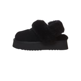EVERAU Australia Leder Hausschuhe Mit Zwei Abnehmbaren Riemen - Fantail in Schwarz | Gr.: 39