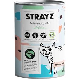 STRAYZ Bio Lachs & Brokkoli Katzen-Nassfutter Monoprotein 6x400g