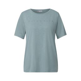 Street One Silk-Look Shirt mit Wording in Blau | Gr.: 40