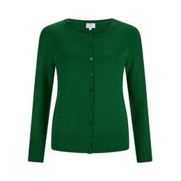 CASH-MERE.CH Cardigan Rundhals in Gr&uuml;n | Gr.: XL
