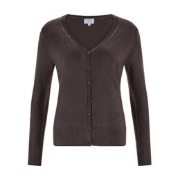 CASH-MERE.CH Cardigan V-Ausschnitt in Taupe Melange | Gr.: L