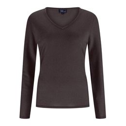CASH-MERE.CH V-Ausschnitt Pullover in Taupe Melange | Gr.: M