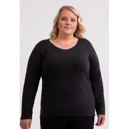 CASH-MERE.CH Rundhals Pullover in Dunkel Anthrazit | Gr.: XS
