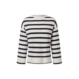 CASH-MERE.CH Rundhals Pullover gestreift in Schwarz und Weiss | Gr.: XS