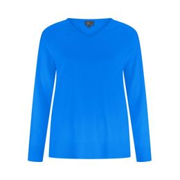 CASH-MERE.CH V-Ausschnitt Pullover mit Seitenschlitzen in Dazzling Blau | Gr.: S
