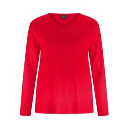 CASH-MERE.CH V-Ausschnitt Pullover mit Seitenschlitzen in Rot | Gr.: S