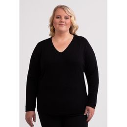 CASH-MERE.CH Seide V-Ausschnitt Pullover in Schwarz | Gr.: L