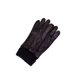 CASH-MERE.CH Lederhandschuhe mit Stulpen und Touchscreen tauglich in Schwarz | Gr.: M