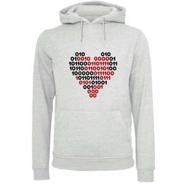 F4NT4STIC Hoodie I love you 01001001 Binary Code Herz Valentinstag in grau meliert | Gr.: XS