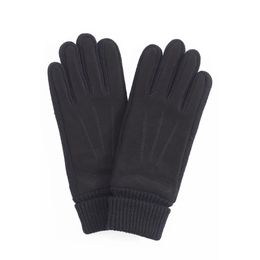 CASH-MERE.CH Ziegen Wildlederhandschuhe mit Kaschmirfutter und Manchette in Schwarz | Gr.: L