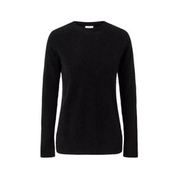 CASH-MERE.CH Brushed Rundhals Pullover mit Seitenschlitzen in Schwarz | Gr.: XS