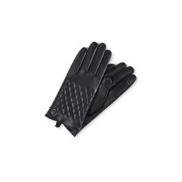 CASH-MERE.CH Lederhandschuhe mit caro style und Touchscreen tauglich in Schwarz | Gr.: S