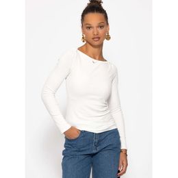 SASSYCLASSY Langarmshirt mit U-Boot Ausschnitt in Offwhite | Gr.: M