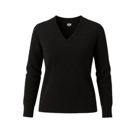 CASH-MERE.CH V-Ausschnitt Pullover gerippt in Schwarz | Gr.: S