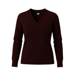 CASH-MERE.CH V-Ausschnitt Pullover gerippt in Rouge Noir | Gr.: XS