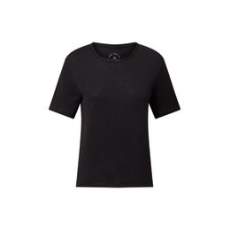 CASH-MERE.CH Baumwolle T-Shirt mit Rundhals in Schwarz | Gr.: XS