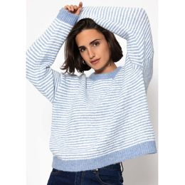 SASSYCLASSY Gestreifter Pullover in Hellbau | Gr.: M