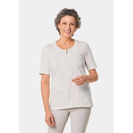 GOLDNER Elegantes Jerseyshirt mit Rundhals in cremewei&szlig; | Gr.: 42