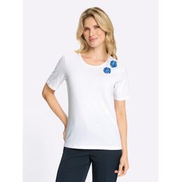 Sieh an! Kurzarm-Shirt in ecru-mittelblau | Gr.: 50