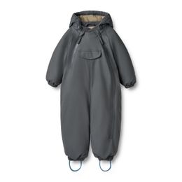Jumpsuit Wheat "Wheat Wintersuit Evig", Kinder, Gr. 98, grau blau, 100% Polyester (Recycelt), unifarben, normal, Overalls Jumpsuit