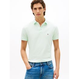 Poloshirt Tommy Hilfiger "1985 SLIM POLO mit Stickerei und Piqu&eacute;-Qualit&auml;t", Herren, Gr. M, gr&uuml;n (opal gr&uuml;n), Piqu&eacute;, Obermaterial: 96% Baumwolle, 4% Elasthan, unifarben, Basic, schmal normal, Rundhals, eingesetzt,&Auml;rmel ohne &Auml;rmelschlitz Rippb&uuml;ndchen, Shirts, unifarben, casual, slim fit, Baumwollmix, Polokragen