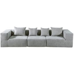 P & B 3-Sitzer-Sofa, Grau, Textil, F&uuml;llung: Schaumstoff, 300x60x100 cm, Bsci, Wohnzimmer, Sofas & Couches, Sofas, 3-Sitzer Sofas