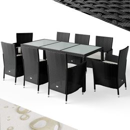 Casaria Polyrattan Garten-Sitzgruppe Bali 9-tlg Schwarz stapelbar