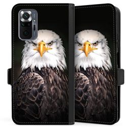 DeinDesign Xiaomi Redmi Note 10 Pro Handy Klapph&uuml;lle Handyh&uuml;lle aus Kunst Leder schwarz Flip Case Bird Animals Eagle Sideflip mit langer Lasche