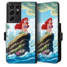 DeinDesign Galaxy S21 Ultra 5G Handy Klapph&uuml;lle Handyh&uuml;lle aus Kunst Leder schwarz Flip Case Official Licensed Product Arielle Die Meerjungfrau Mermaid Sideflip 