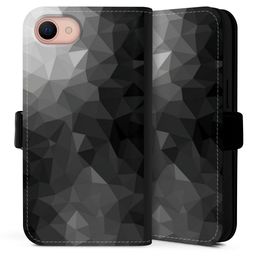 DeinDesign iPhone 16e Handy Klapphülle Handyhülle aus Kunst Leder schwarz Flip Case Muster Mosaic Tarnmuster Sideflip mit Lasche