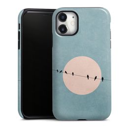 DeinDesign iPhone 11 Handy Panzer Handyh&uuml;lle robuste Outdoor H&uuml;lle Schutzh&uuml;lle gl&auml;nzend Turquoise Bird Moon Tough Case