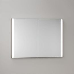 KEUCO Somaris Spiegelschrank mit Beleuchtung 14513852101 100 x 71 x 11,5 cm, Eiche hell Dekor, 2 T&uuml;ren, Wandeinbau, Spiegelheizung