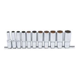 BGS-technic BGS Steckschl&uuml;ssel-Einsatz-Satz Zw&ouml;lfkant, tief Antrieb Innenvierkant 10 mm (3/8 Zoll) SW 8 - 19 mm 11 teilig ; BGS technic (5252)