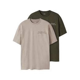 TWO SOON T-Shirt Herren Gr&ouml;&szlig;e M dunkelbeige / dunkelbraun