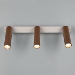 Trio LED-Deckenstrahler Ambala. Länge 44 cm, grau/braun, 3-flg.