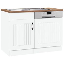 Spülenschrank KOCHSTATION "KS-Athen", weiß (weiß, wotaneichefarben), B:110cm H:85cm T:60cm, Schränke, Spülenschrank