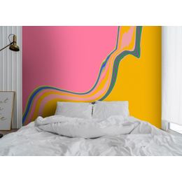 Livingwalls Vliestapete LIVING WALLS "Fototapete Abstrakt Pink Gelb Bunt Modern Pop-Art", rosa (pink), B:2,7m H:0,02m L:4m, Vlies, Tapeten