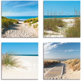 Leinwandbild Artland "Strand und Sanddünen", beige (farbe bild(er): naturfarben), B:30cm H:30cm, Leinwand, MDF, Bilder, Leinwandbild, 4er Set, verschiedene Größen