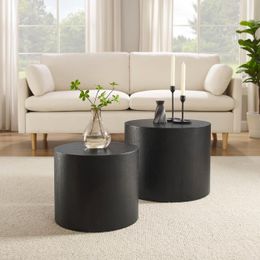 Couchtisch Salesfever "Coffeetable im 2er-Set: Stilvoller Mittelpunkt", schwarz (schwarz, schwarz), B:48cm H:38cm T:48cm, MDF mit Eschenholzfurnier, Tische, Couchtisch, mit Holzfurnier