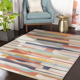 Teppich LIVABLISS "HOUSTON", bunt, B:160cm H:11mm L:220cm, Kunstfaser, Teppiche, Teppich, Skandi Design, Modern Boho Kurzflor Wohnzimmerteppich, Schlafzimmer