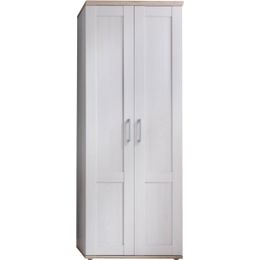HBZ-MEBLE Garderobenschrank HBZ "Romance im Landhausstil, BxHxT 76x201x39 cm", weiß (sibiu lärche, ober, unterboden san remo hell), B:76cm H:201cm T:39cm, Holzwerkstoff, Schränke, Garderobenschrank, Hochschrank mit 2 Türen, 1 Kleiderstang, 3 Einlegeböden