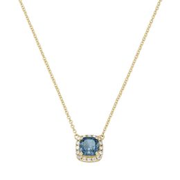 Collier Luigi Merano "Edelstein & Brillanten, Gold 585", blau, Halsketten, Damen, 45cm, Gelbgold 585, Collier