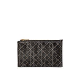 Kartenetui Calvin Klein "EMBLEM AOP TOP ZIP CARDCASE", Damen, schwarz, Lederimitat, Textil, bedruckt, Kleinlederwaren